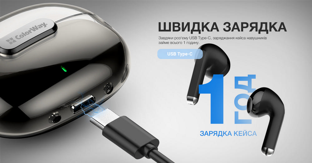 Навушники СolorWay Slim TWS-2 Earbuds чорні | ColorWay (uk-UA)